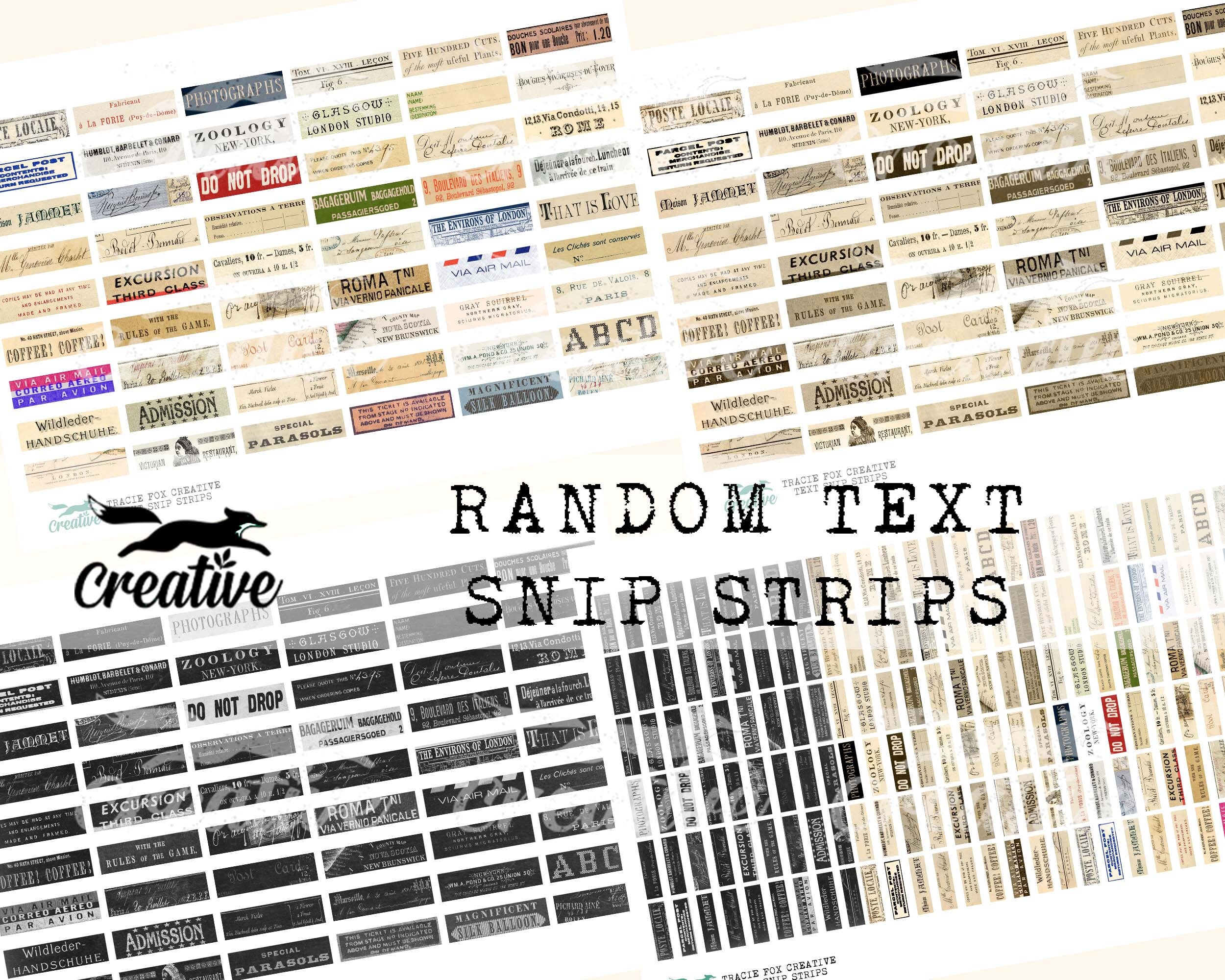 Random Text Snip Strips DIGI22 10 Digital Text Labels | Etsy UK