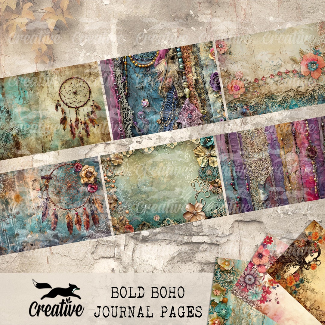 BOLD BOHO, Digital Journal/scrapbooking Papers, Printable Pages, DIGI24 ...