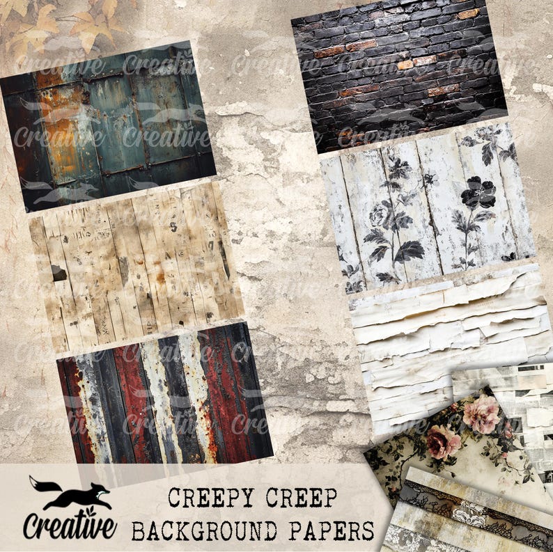 CREEPY CREEP, Grungy Digital Background Papers, Halloween Journal ...