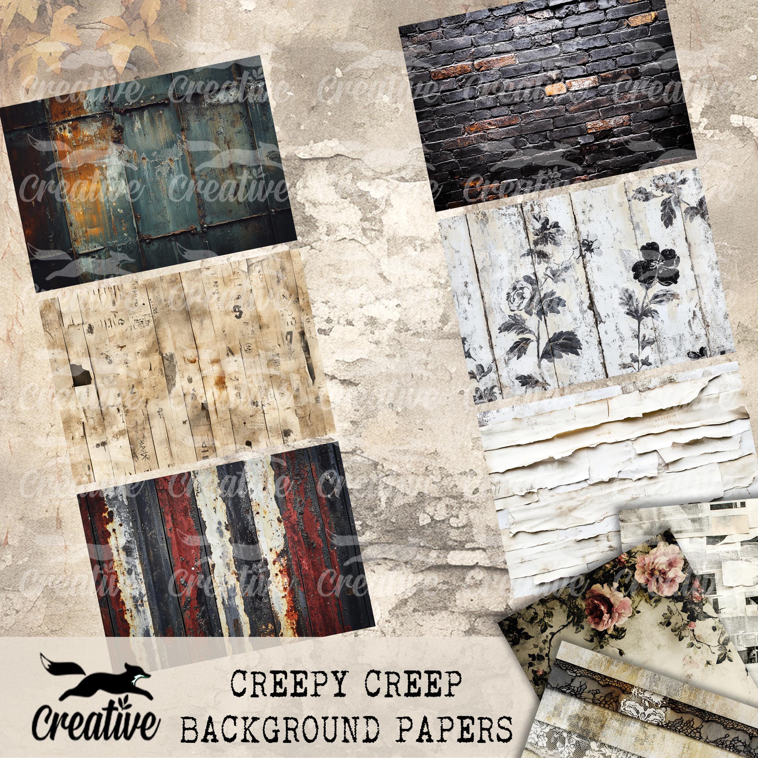 CREEPY CREEP, Grungy Digital Background Papers, Halloween Journal ...