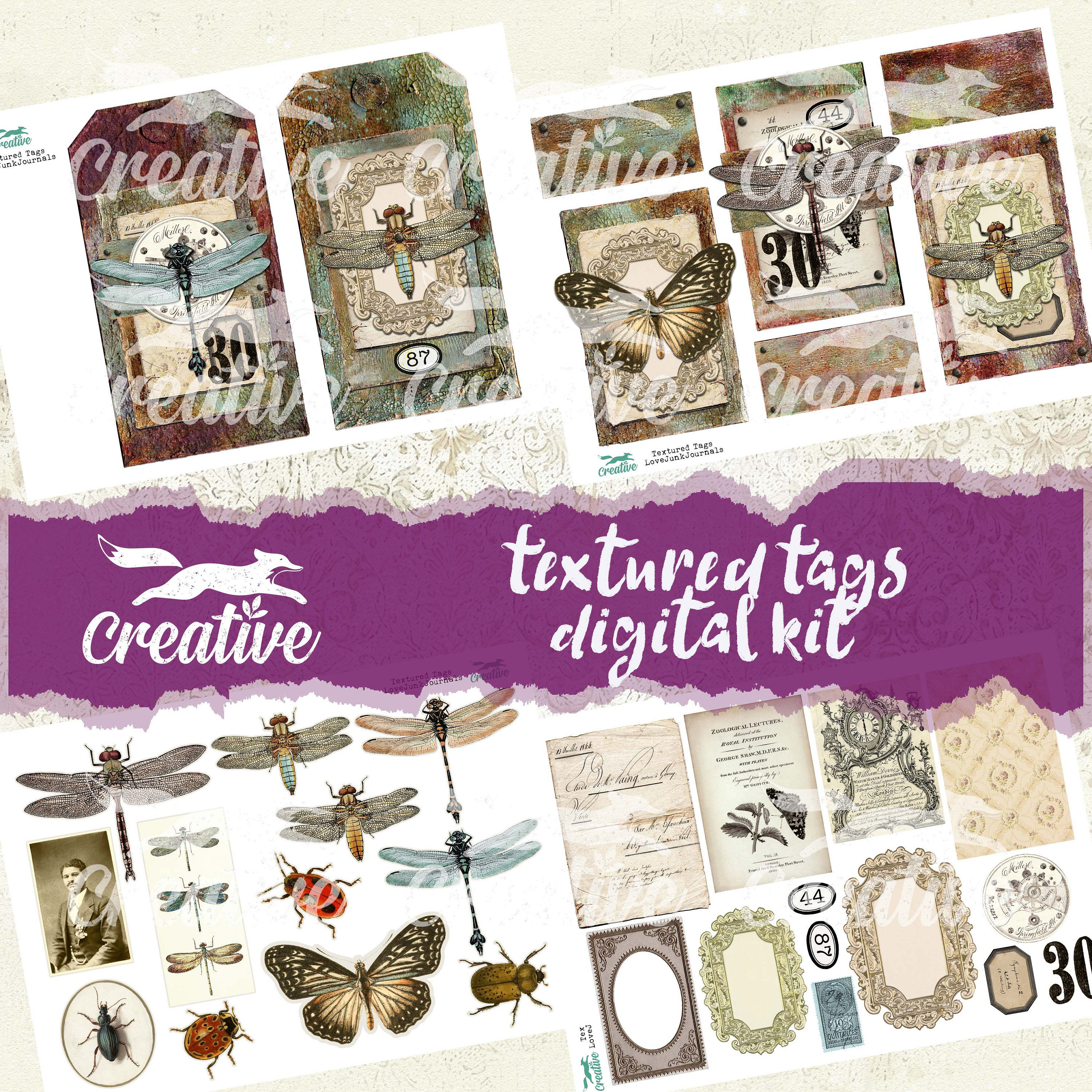 Visual Arts Textured Tags Layered Digital Kit DIGI21 34 Craft Supplies ...