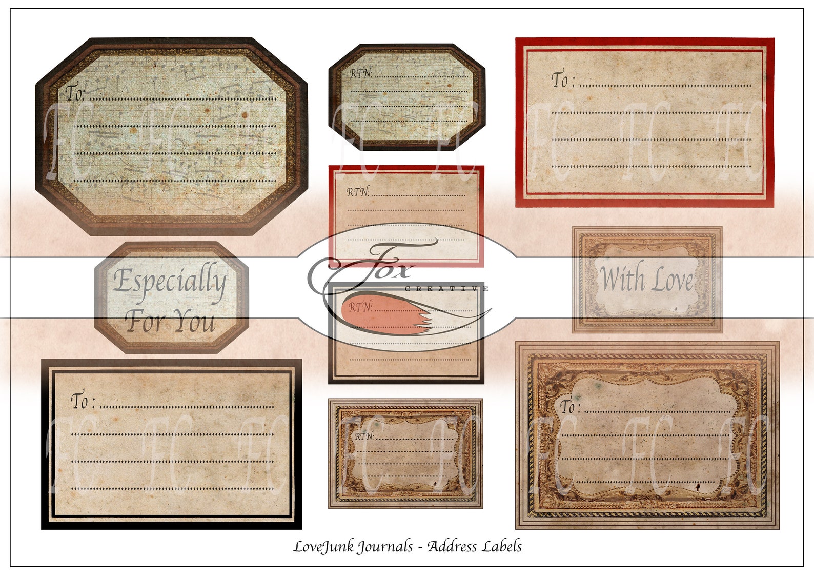 Digital Address and Postage Labels, Journal Digital, Printable ...