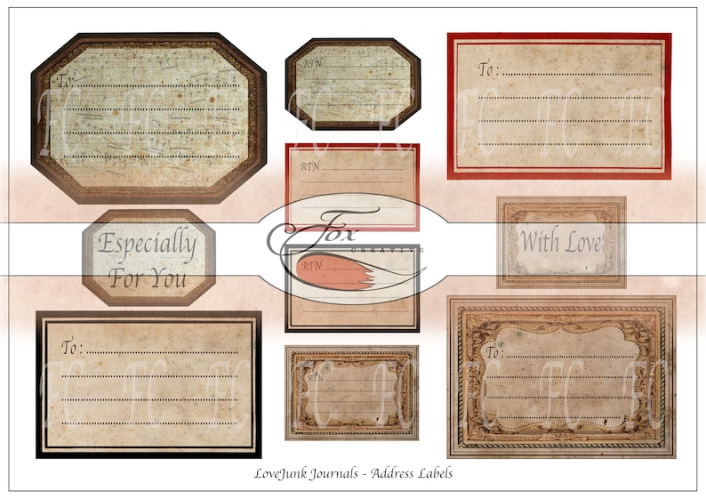 Digital Address and Postage Labels, Journal Digital, Printable ...