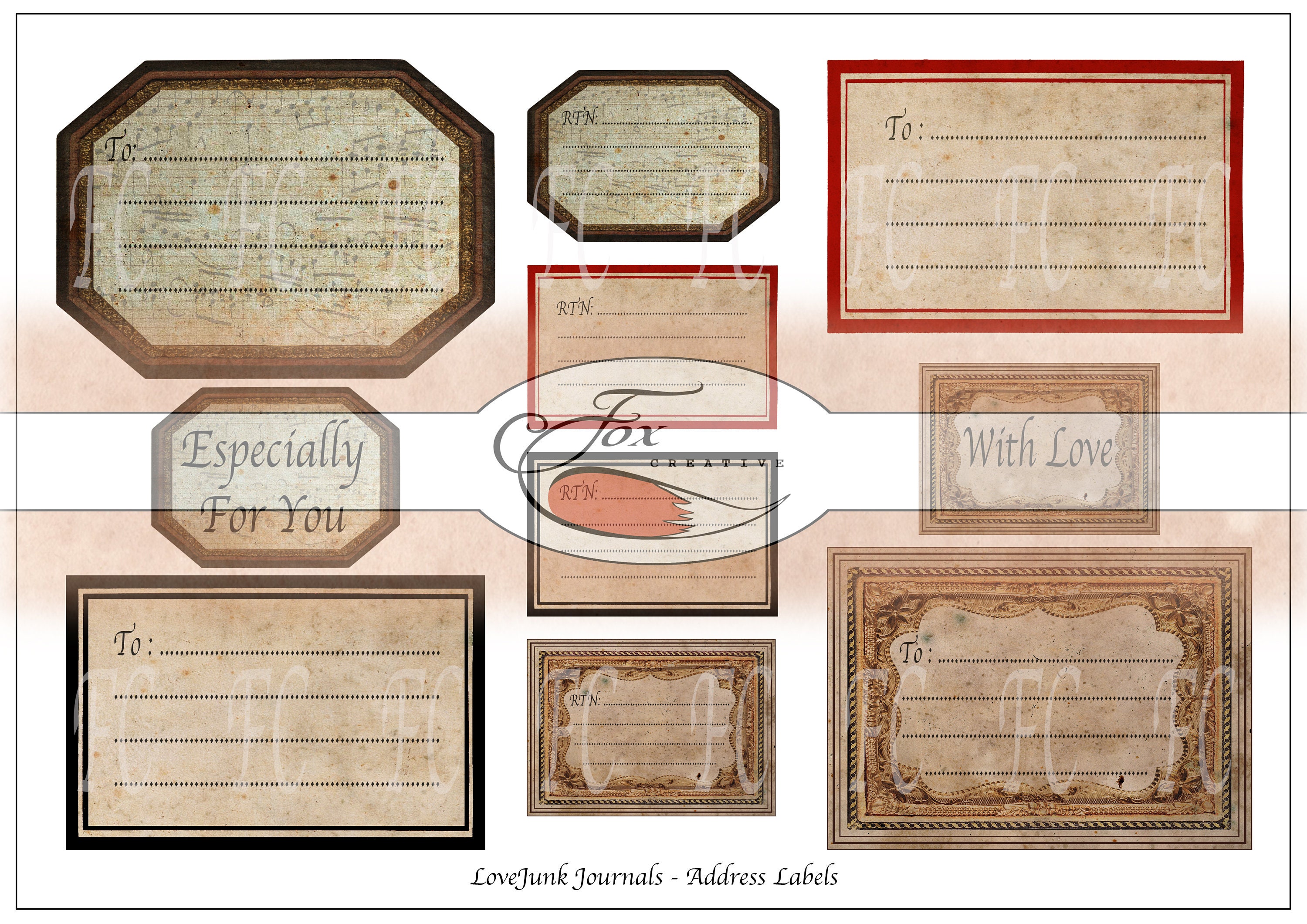 Digital Address and Postage Labels, Journal Digital, Printable ...