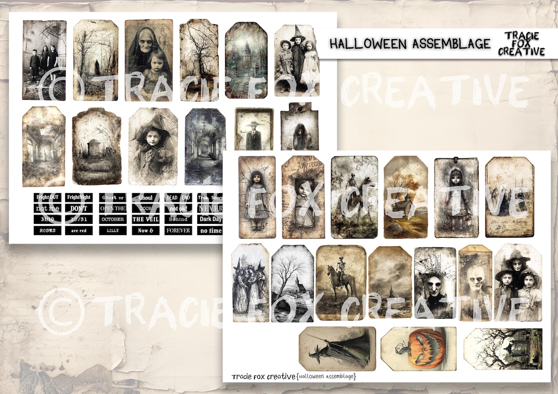 HALLOWEEN ASSEMBLAGE | Layered Tags Ephemera Printable DIGI25 41 - Etsy