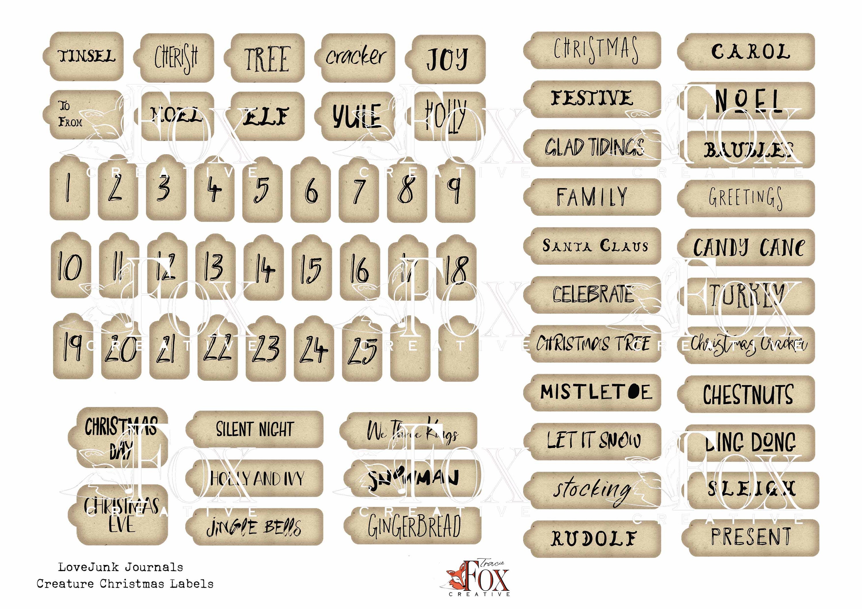 Creature Christmas Labels and Mini Tag Digital Kit DIGI20 56 - Etsy UK
