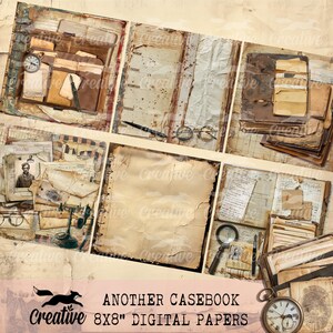 ANOTHER CASEBOOK Digital Paper – 8x8 Vintage Style Printable for Junk ...