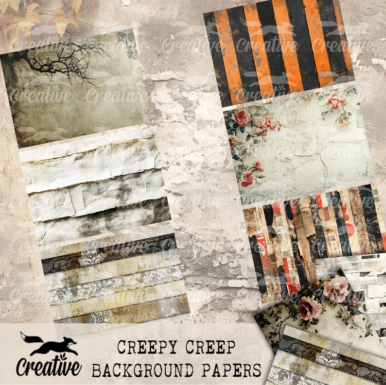 CREEPY CREEP, Grungy Digital Background Papers, Halloween Journal ...