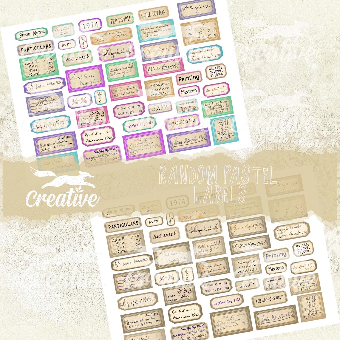 Random Pastel Labels, Digital Kit, DIGI21 47 - Etsy UK