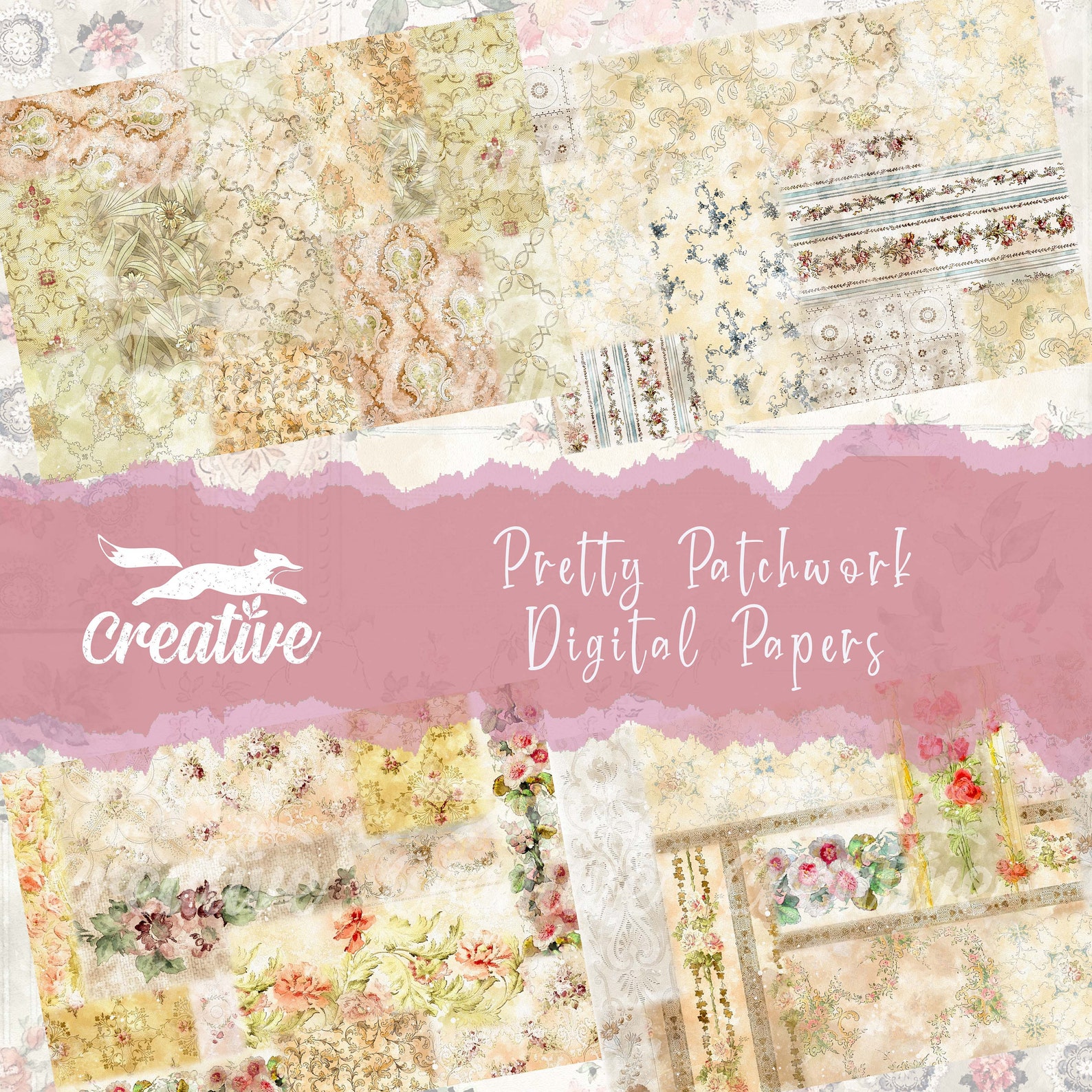 Pretty Patchwork Papers, Digital Paper Kit, DIGI21 62 - Etsy