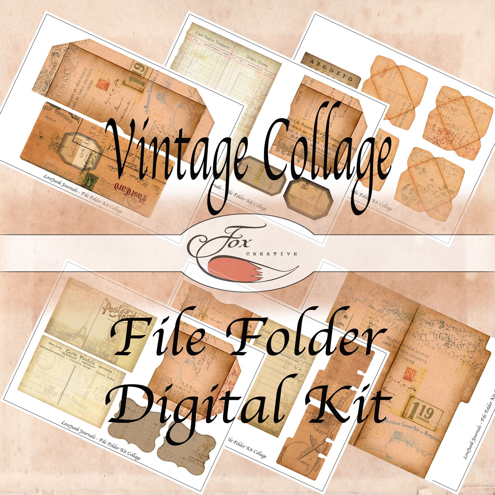 Vintage Collage Digital File Folder Kit DIGI19 72 - Etsy Canada