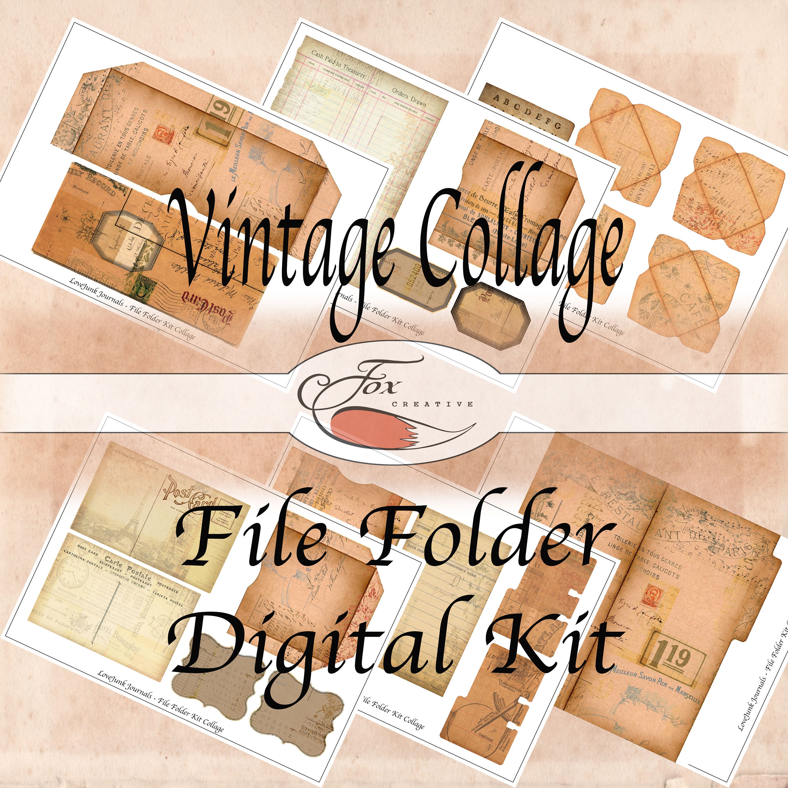 Vintage Collage Digital File Folder Kit DIGI19 72 - Etsy Canada