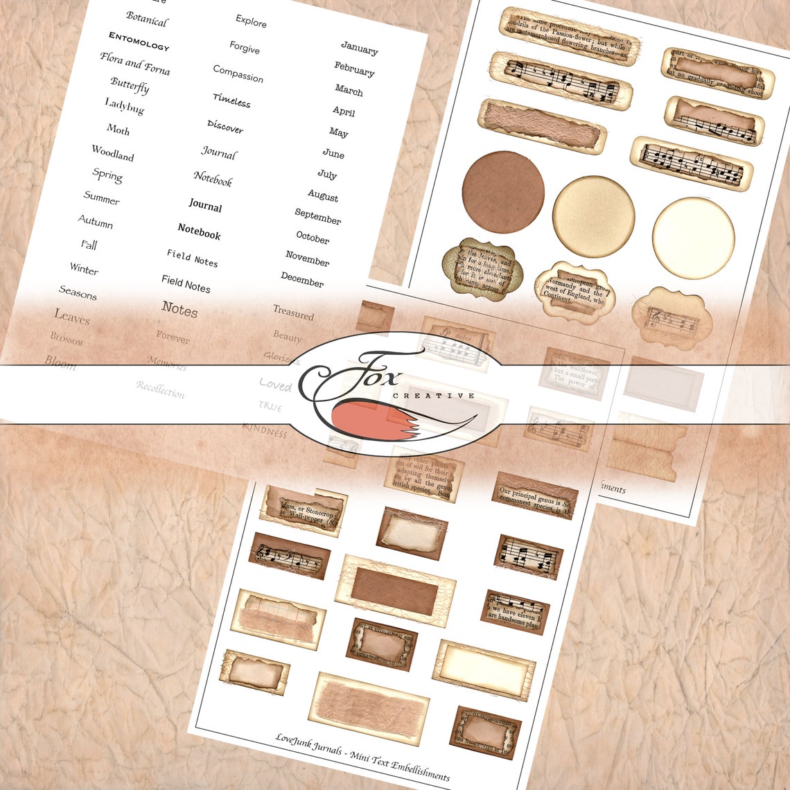 Digital Embellishment Kit. Mini Text Embellishments. DIGI19 89 | Etsy