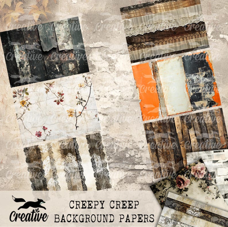 CREEPY CREEP, Grungy Digital Background Papers, Halloween Journal ...