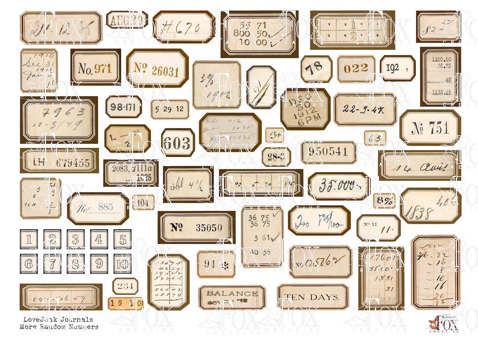 More Random Number Labels, Digital Labels DIGI20 12 - Etsy
