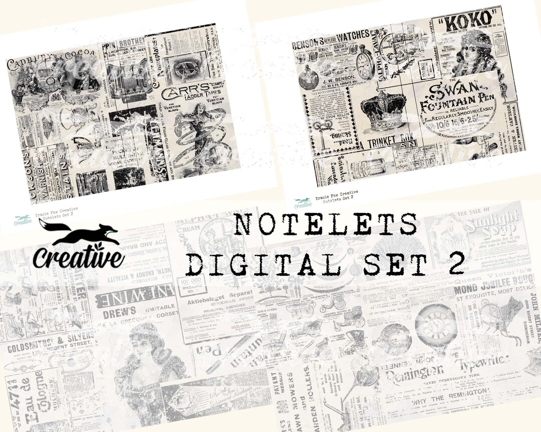 DIGITAL NOTELETS SET 2, Digital Greeting Cards, Printable Card Making ...