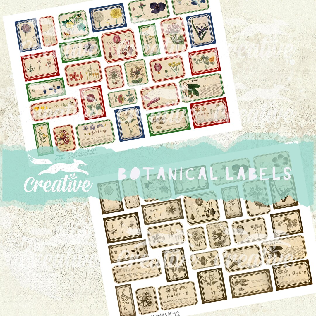 Botanical Labels, Digital Label Kit DIGI21 45 - Etsy UK