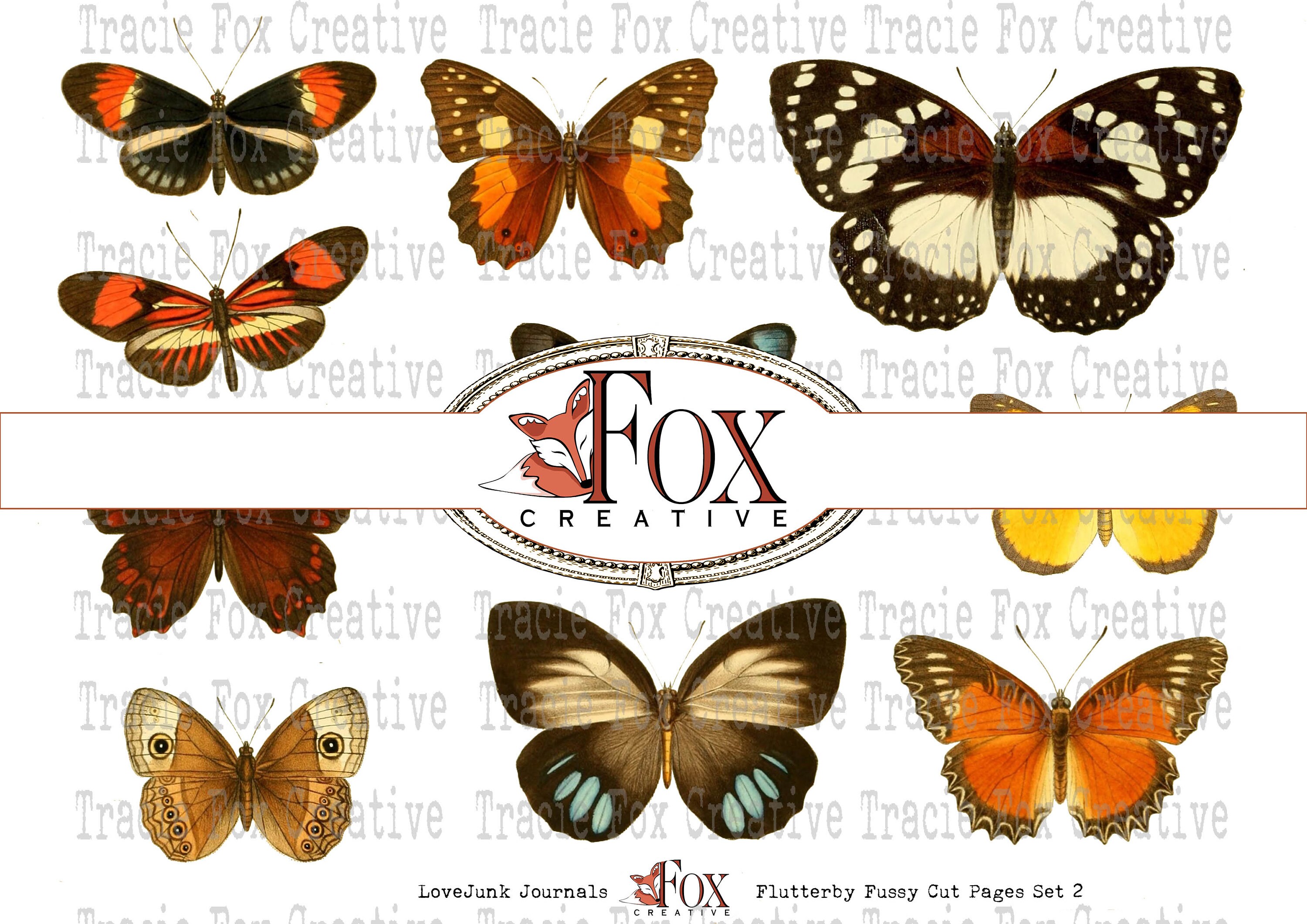 Fussy Cut Pages Flutterby Digital Kit DIGI19 32 Butterfly Images Paper ...