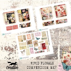 COMPENDIUM VIVID FLORALS MK7, Digital Journal Kit, Printable Scrapbook ...