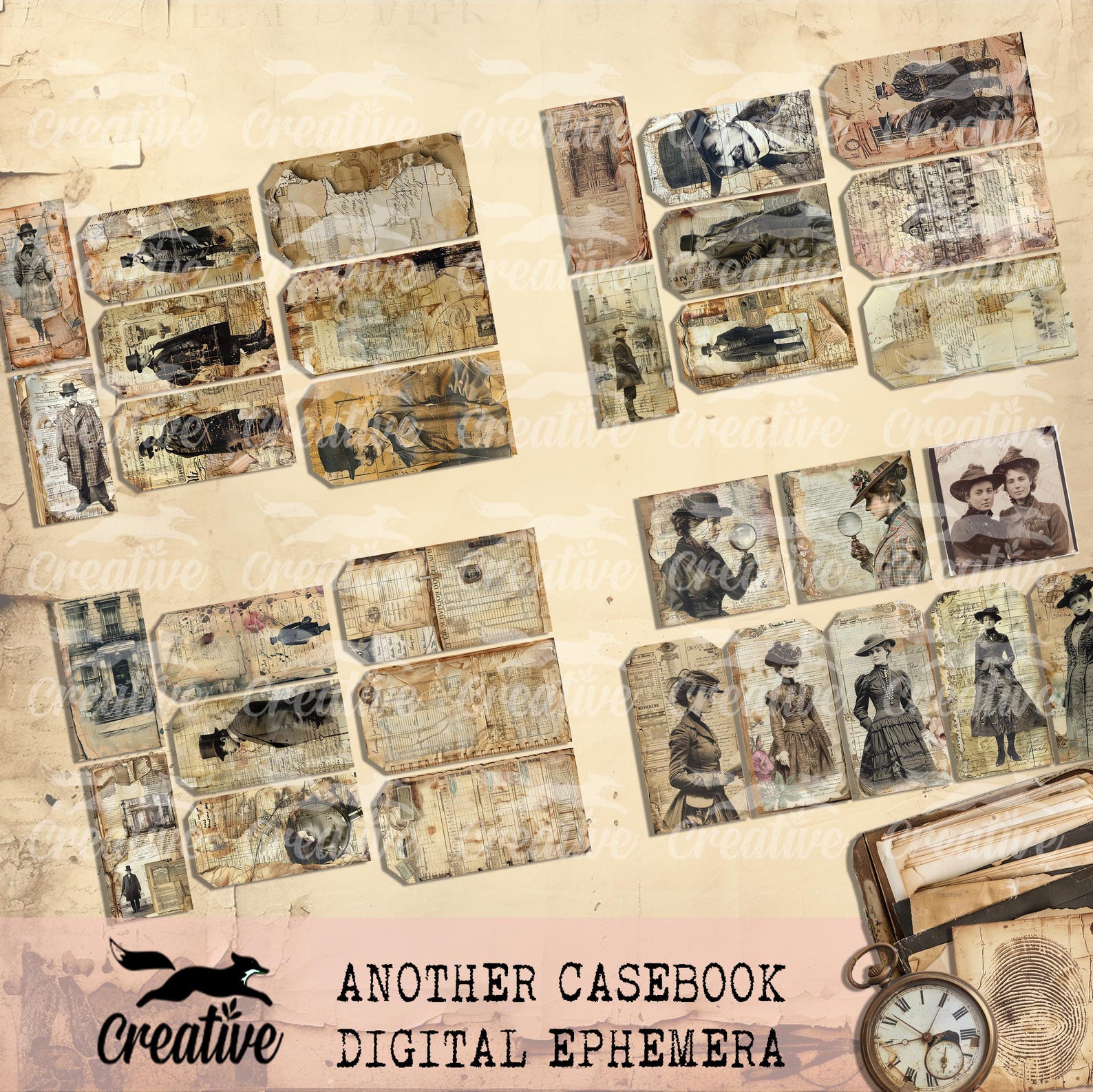 ANOTHER CASEBOOK Digital Ephemera – Vintage Style Printable for Junk ...