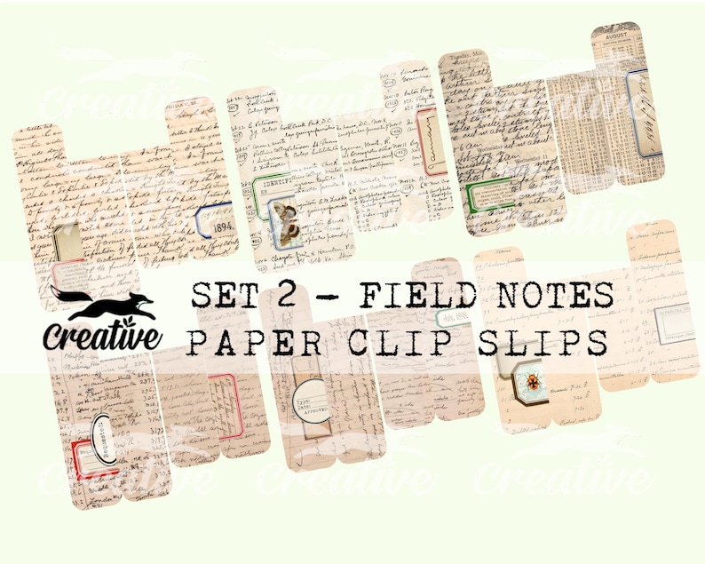 PAPER CLIP SLIPS Set 2 - Field Notes, Digital Journal/scrapbook ...
