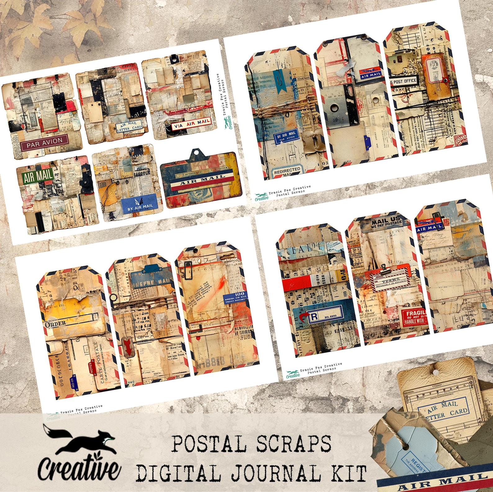 POSTAL SCRAPS, Digital Journal Kit, Scrapbooking Printable DIGI24 10 - Etsy
