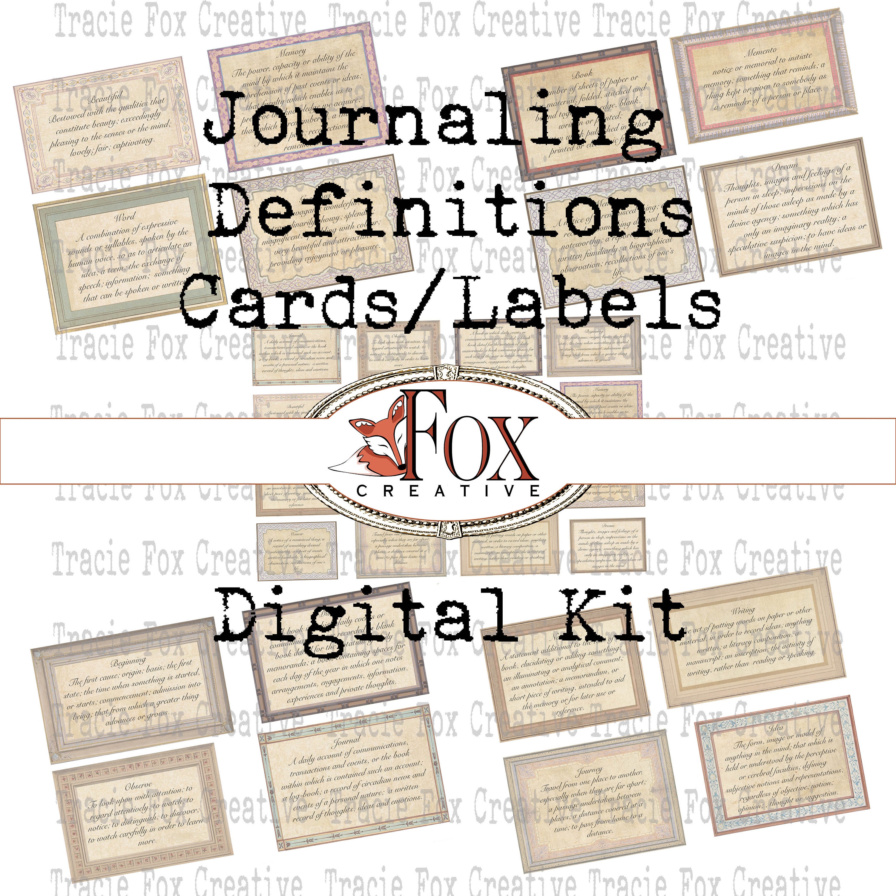 Journaling Definition Cards and Labels Digital Kit DIGI19 80 | Etsy