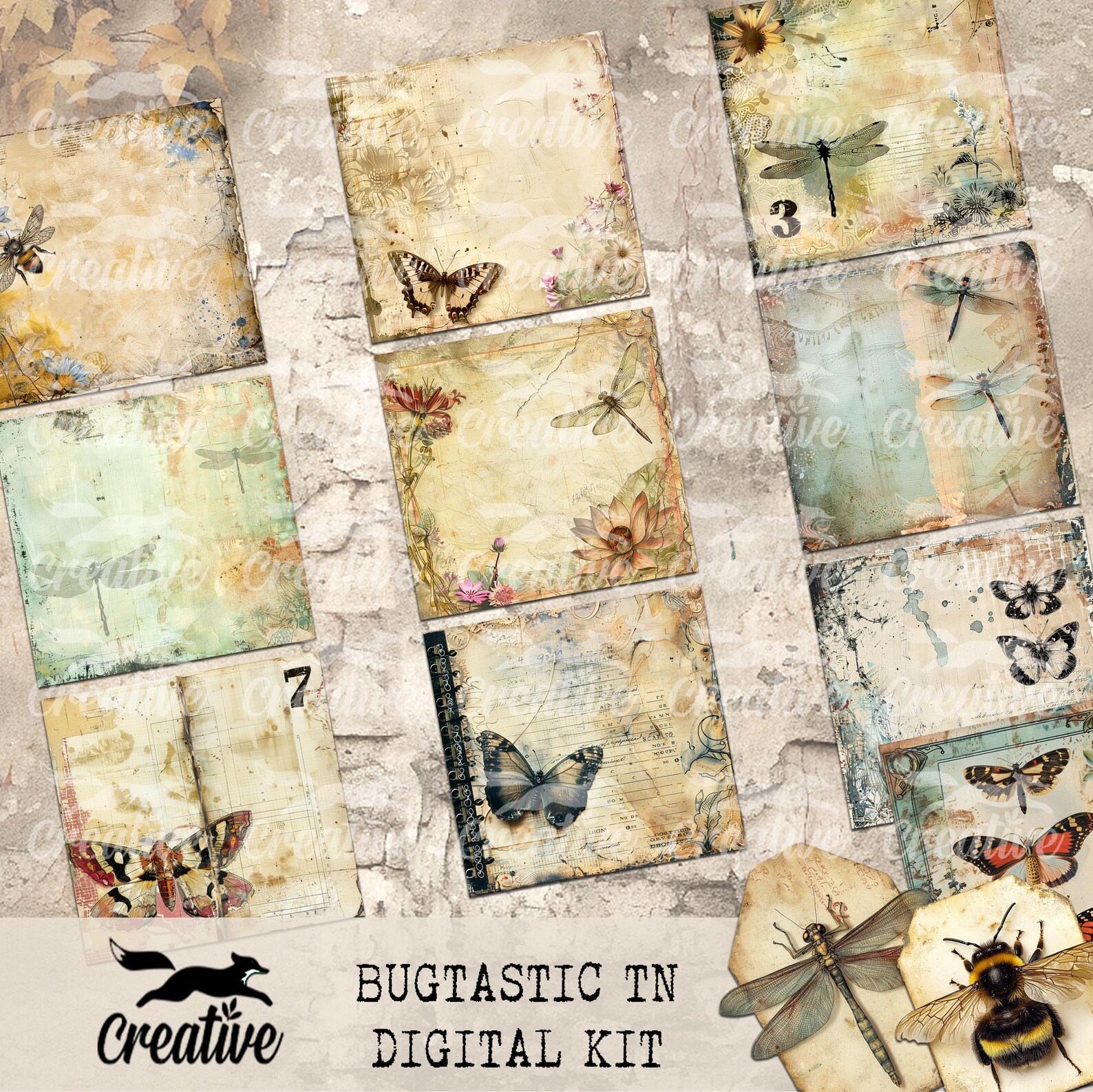 BUGTASTIC TN Size Digital Journal/ Scrapbooking Kit, Printable TN ...
