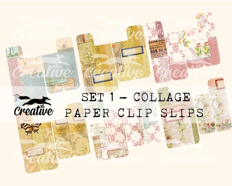 PAPER CLIP SLIPS, Digital Journal/scrapbook Ephemera, Paperclip Digital ...