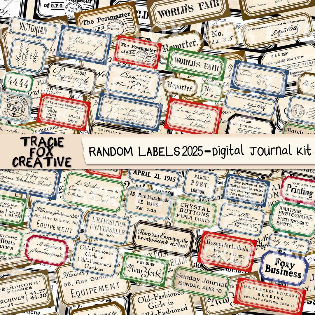 RANDOM LABELS 2025 – NEW: Vintage Style, A Page of Random Mix Labels ...