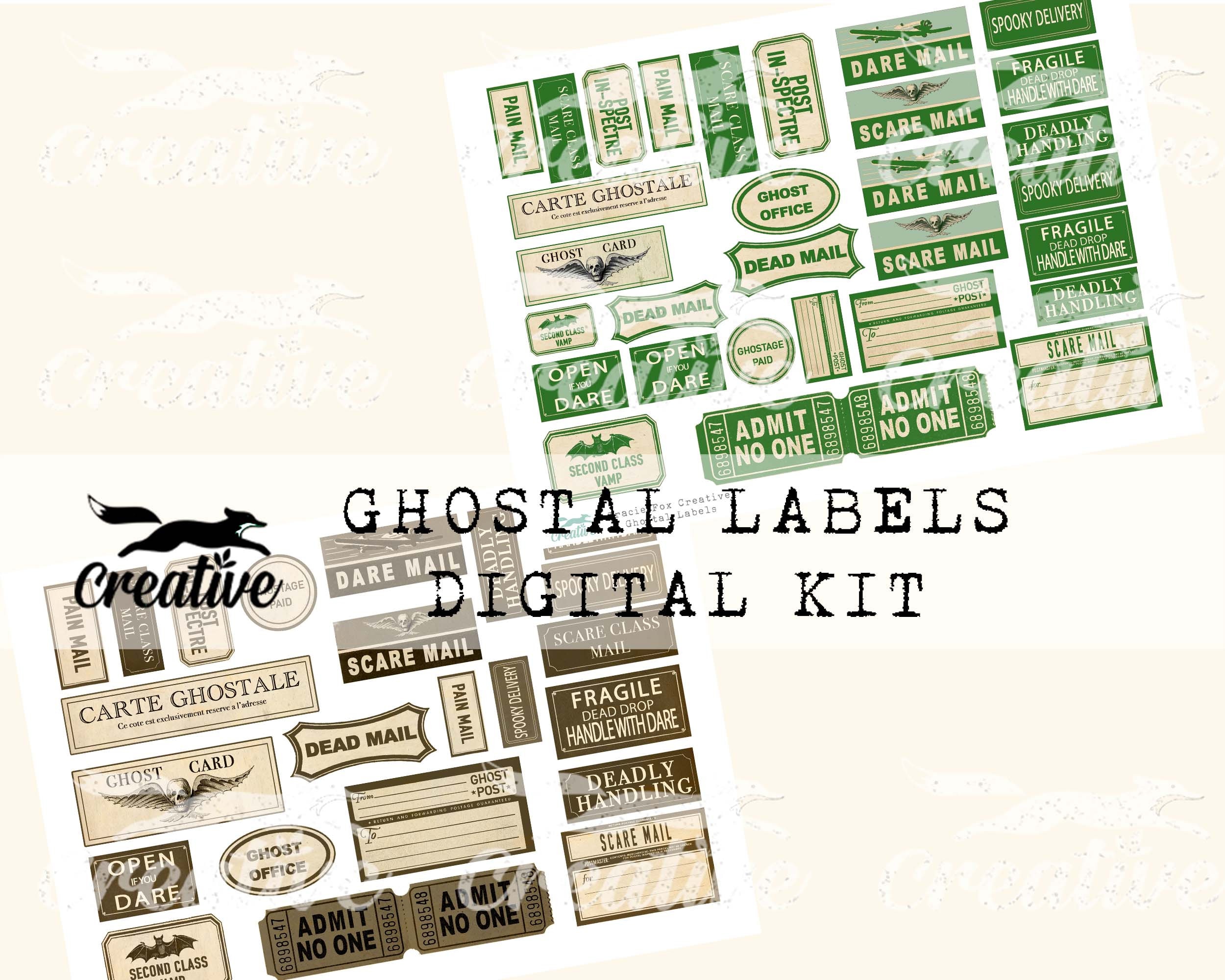 Ghostal Labels: Spooky Halloween Labels Digital Kit DIGI22 36 - Etsy