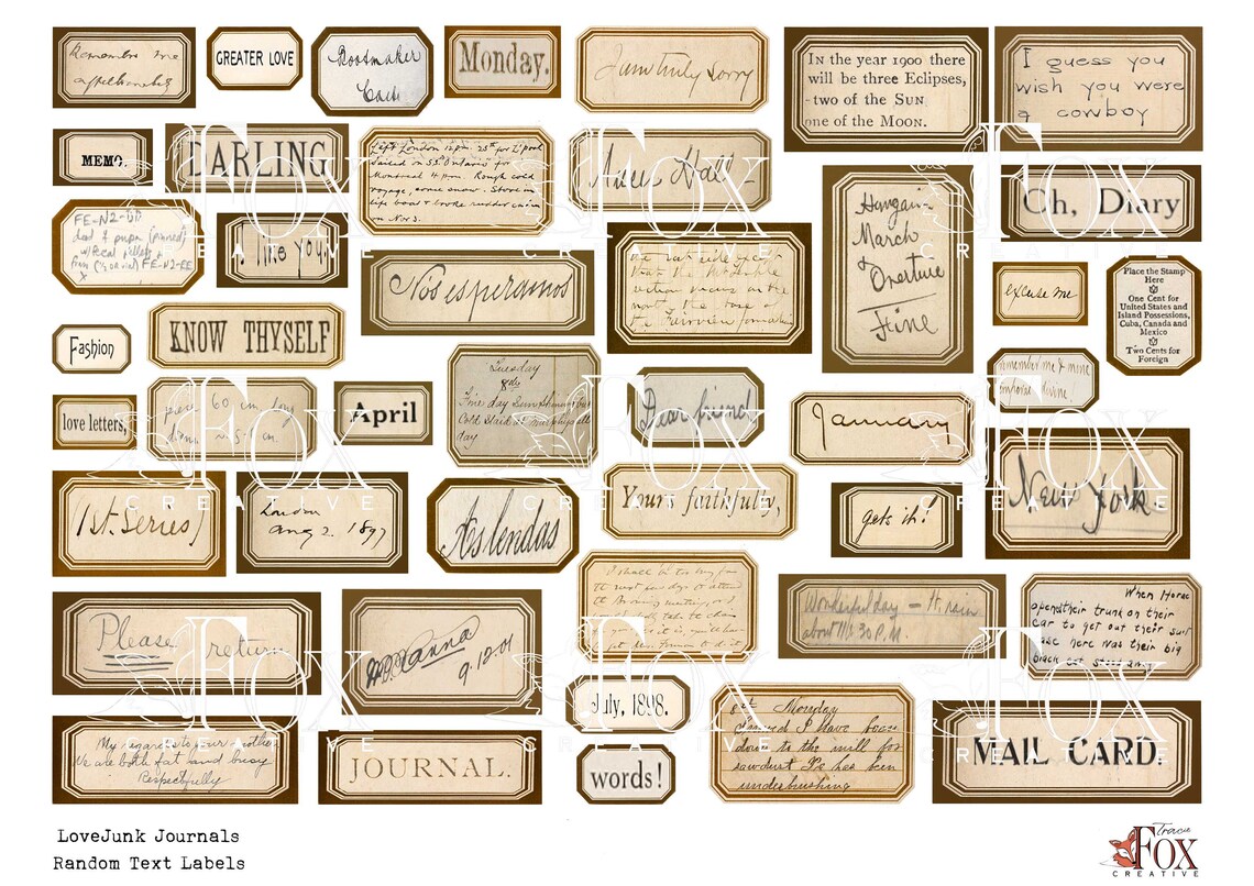 More Random Text Labels Digital Kit DIGI20 16 - Etsy