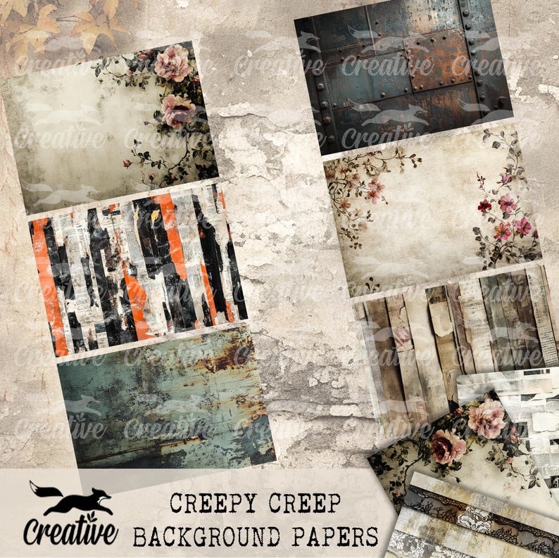 CREEPY CREEP, Grungy Digital Background Papers, Halloween Journal ...