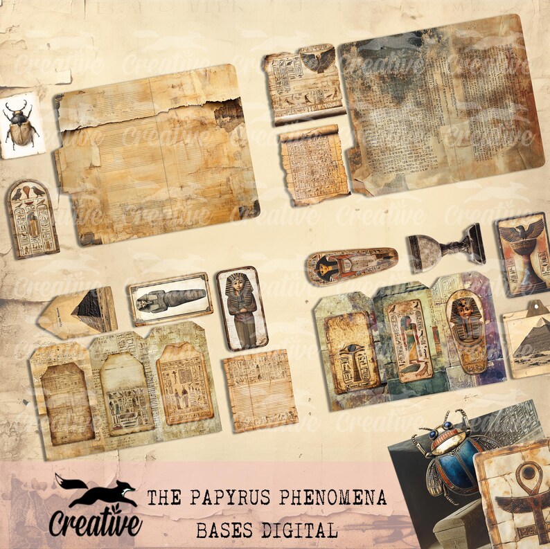 THE PAPYRUS PHENOMENON, Digital Kit Bases (tags/envelopes Mini Folders ...