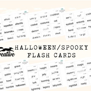 Halloween/spooky Word Flash Cards Digital Kit, DIGI22 39 - Etsy
