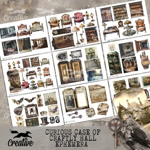 The Curious Case of CRAFTLY HALL, Digital Journal/scrapbooking, Bases, Ephemera, Fussy Cut Kit ...