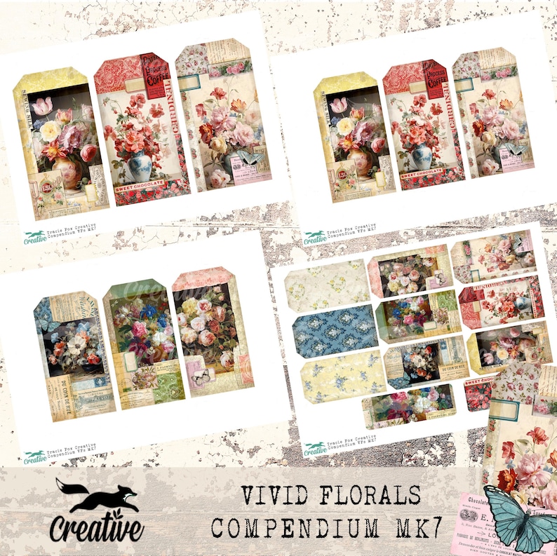 COMPENDIUM VIVID FLORALS MK7, Digital Journal Kit, Printable Scrapbook ...