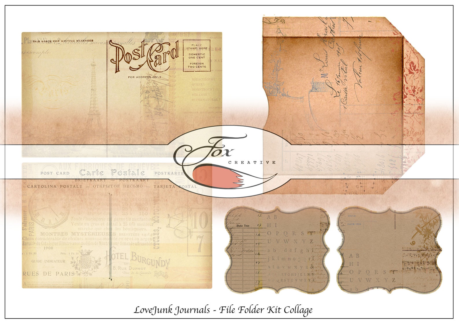 Vintage Collage Digital File Folder Kit DIGI19 72 | Etsy