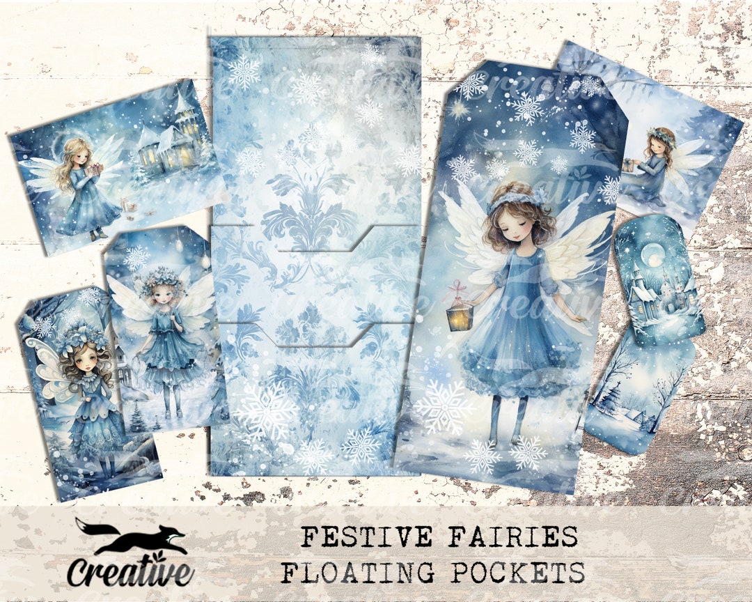 FESTIVE FAIRIES, Floating Pockets, Digital Journal Kit, Scrapbook ...