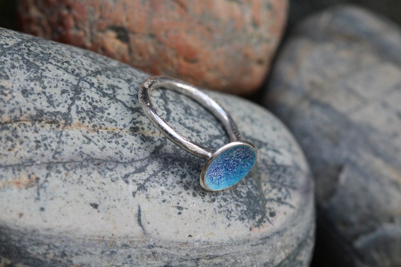 Silver Ocean Ring, Blue Enamel, the Sea and Me, Handmade Jewellery ...