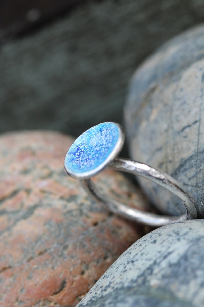 Silver Ocean Ring, Blue Enamel, the Sea and Me, Handmade Jewellery ...