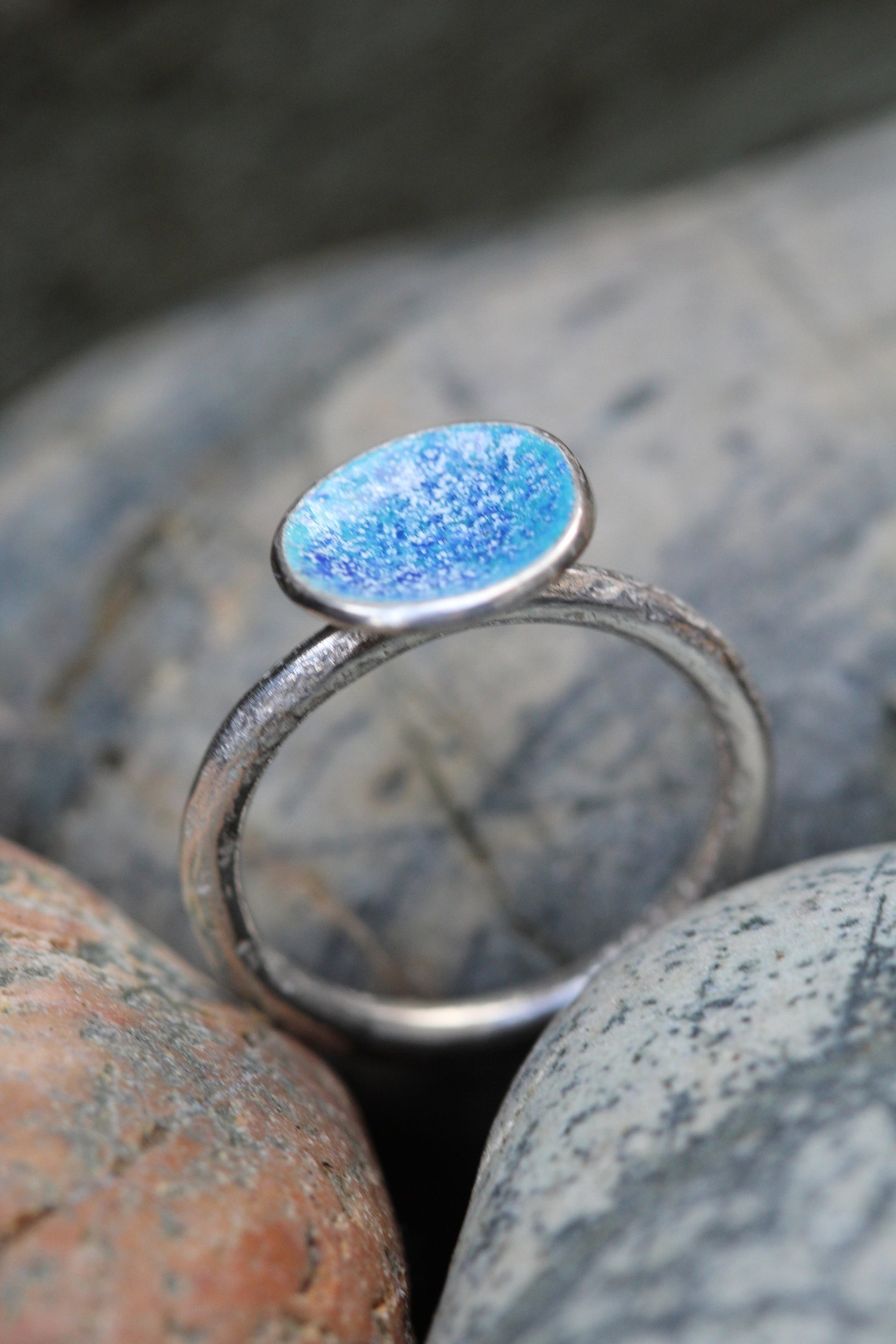 Silver Ocean Ring, Blue Enamel, the Sea and Me, Handmade Jewellery ...