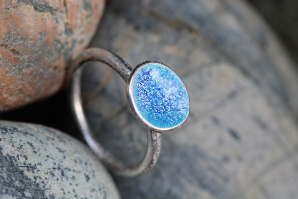 Silver Ocean Ring, Blue Enamel, the Sea and Me, Handmade Jewellery ...