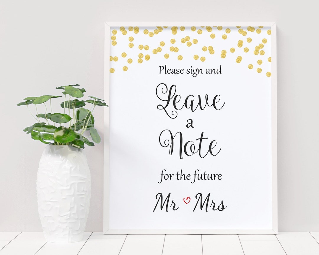 Please Sign and Leave a Note, Gold Glitter Confetti Printable Table ...