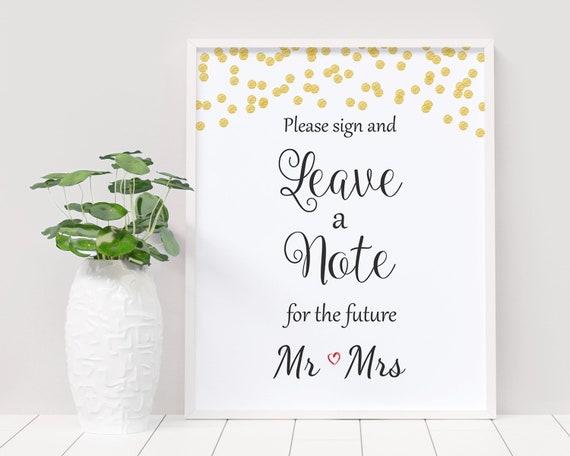 Please Sign and Leave a Note Gold Glitter Confetti Printable | Etsy