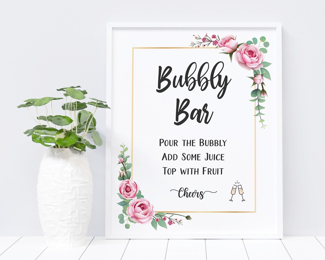 Bubbly Bar Sign Printable, Mimosa Bar Sign, Bridal Shower Decorations ...
