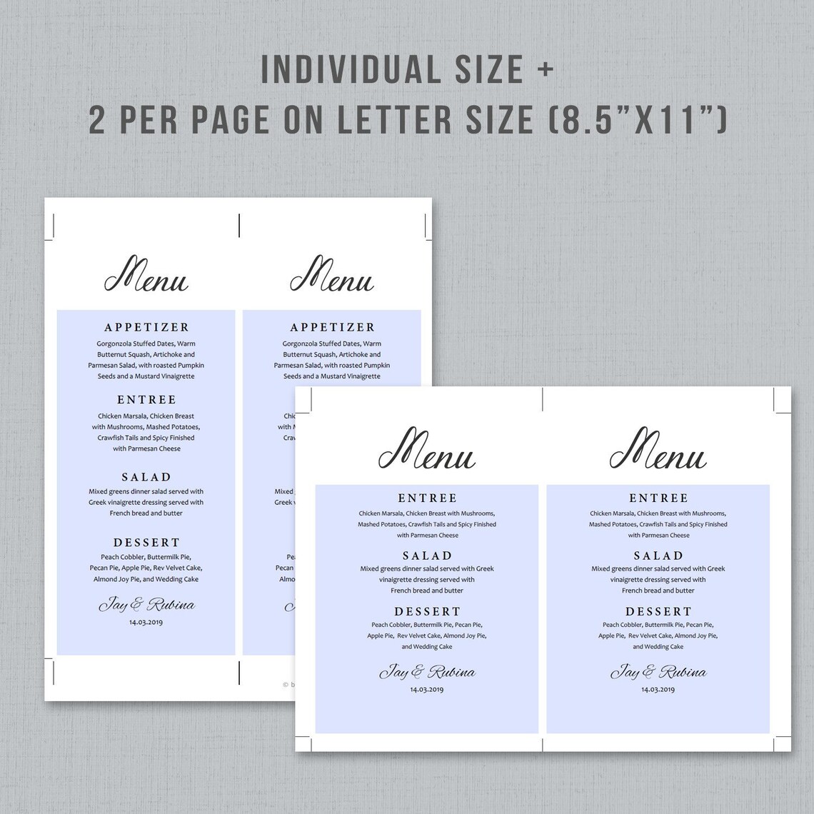 Editable Wedding Menu Template Modern Wedding Menu Card | Etsy