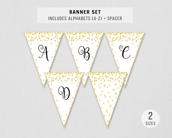 Banner Set Printable Banner Letters A-Z Gold Dots Confetti | Etsy