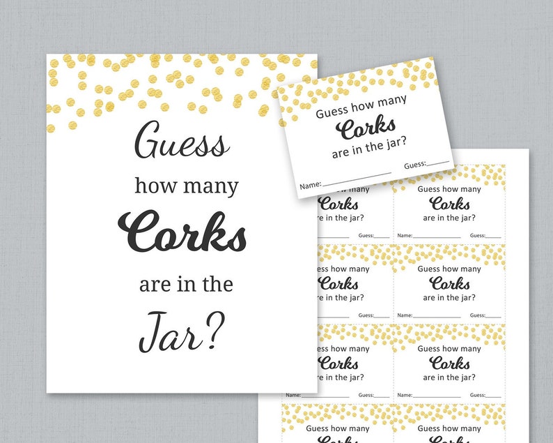 Guess How Many Corks Are in the Jar Bridal Shower Games - Etsy