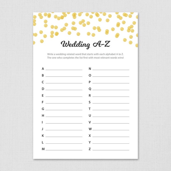 Bridal Shower Alphabet Games - Etsy